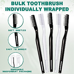 Sieral 500 Pack Individually Wrapped Disposable Toothbrush Bulk Disposable Travel Toothbrushes Manual Soft Bristle Tooth Brush for Adults Kids Hotel Guest Camping Travel White