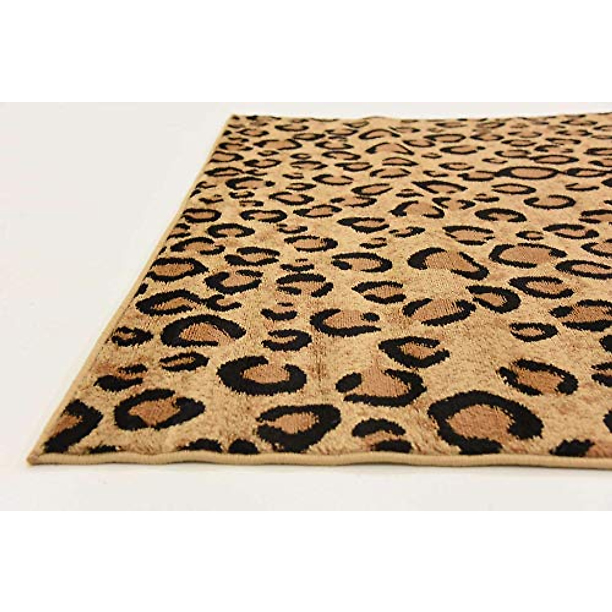 Unique Loom Wildlife Collection Area Rug - Leopard (5' 3" x 8' Rectangle, Light Brown/ Black)