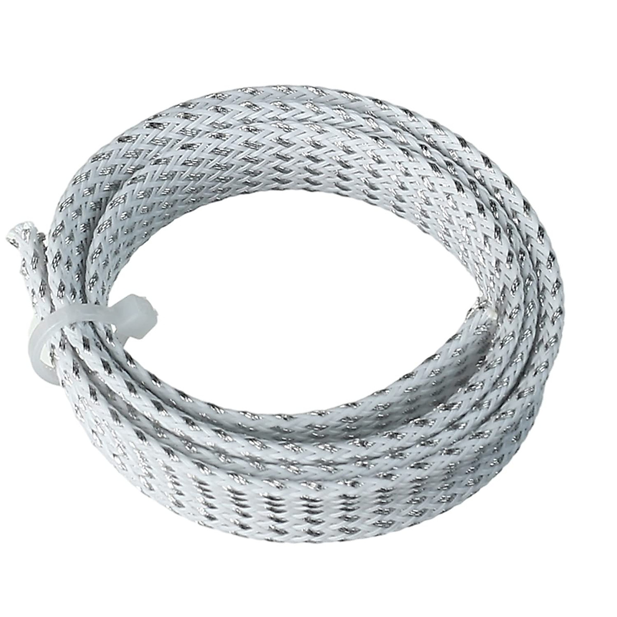 Aicosineg Cable Sleeve Braided Sleeving PET Wire Loom Tubing Cable 1.64ft-2/5inches Wrap Protector for HiFi Audio and Video Headphone Cable Protect Wires from Chewing of Pets Silver