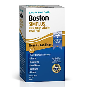 Boston Simplus Contact Lens Solution, for Gas Permeable Contact Lenses, Contact Lens Case Included, 1 Fl Oz