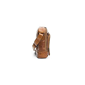 Frye mens Logan Zip Messenger Bag, Cognac, One Size US