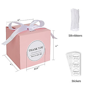 COTOPHER Pink Gift Boxes 4x4x4 inches 30 Pack Paper Gift Boxes with Lids for Gifts, Crafting, Wedding Party Favor, Cupcake Boxes, Bridesmaids Proposal Box,Small Gift Boxes with Ribbons and Stickers