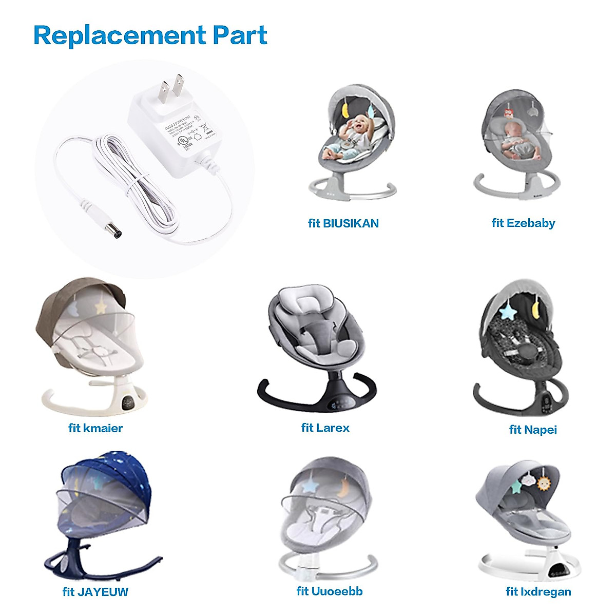 5V Cord for Baby Swing Compatible with Graco,Munchkin,Kmaier,Jaoul,Larex,Babybond,Bellababy,Kidsview,Ezebaby,Napei,Gopanda,Ixdregan Swing,Wall AC Power Adapter Replacement for SSA-5WVI-05