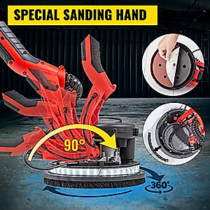 Mophorn Drywall Sander 850W, Electric Drywall Sander, Variable Speed 800-1750 RPM, Foldable Sheetrock Sander, with Telescope Handle, Electric Sander, with LED Strip Light and Vacuum Bag, Wall Sander