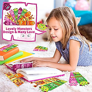 algpty 60 Pieces Cute Monster Bookmarks Bulk for Kids Saying Bookmarks for Girls and Boys Bookmarks for Teachers Students School Classroom Kids Party Favors Birthday Gifts for Kids Girls