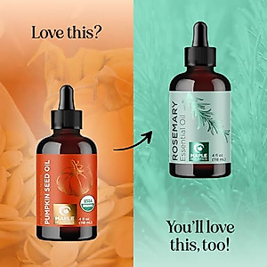 USDA Organic Pumpkin Seed Oil - 100% Pure Pumpkin Seed Oil for Hair Growth Dry Skin and Anti Aging Face Oil - Organic Hair Oil for Dry Damaged Hair and Growth - Virgin Cold Pressed & Unrefined (4oz)
