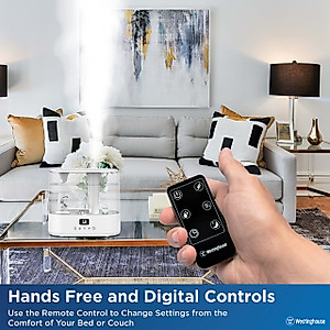 Westinghouse Humidifier and Air Purifier all in one combo with Smart Humidity Sensor Control for Bedrooms with Essential Oil Diffuser and Remote, White