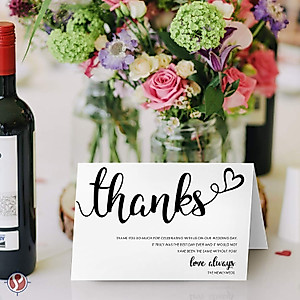 Wedding Thank You Place Setting Tent Cards & Foldover Placecards – Chic and Minimalist Table Centerpieces and Decorations | 4 x 6” – When Folded | 80lb (216gsm) | 50 per Pack