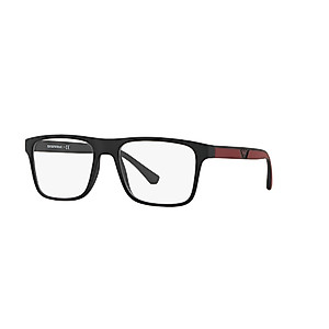 Emporio Armani Men's EA4115 Prescription Eyewear Frames with Two Interchangeable Sun Clip-Ons Rectangular, Matte Black/Clear/Grey/Mirrored Grey, 54 mm