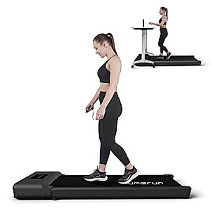 Superun Walking Pad Treadmill Under Desk,Jogging and Walking Treadmill for Home & Office,2 in 1 for Small Spaces Standing Portable Treadmill for Apartment,Black,Fit 300 Lbs