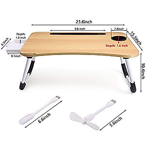Slendor Laptop Desk Laptop Bed Stand Foldable Laptop Table Folding Breakfast Tray Portable Lap Standing Desk Reading and Writing Holder with Drawer for Bed Couch Sofa Floor