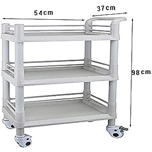 3 Tier Beauty Salon Rolling Trolley, Movable Mute Universal Wheel Hair Styling Salon SPA Tattoo Cart, Durable ABS Medical Tool