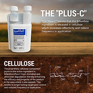 Bifenthrin-Plus-C Insecticide (16 oz) - Roach Killer Indoor Infestation, Termite Treatment, Ant Control & Wasp Spray - Home Defense Pest Control, Residential, Commercial, and Industrial Use