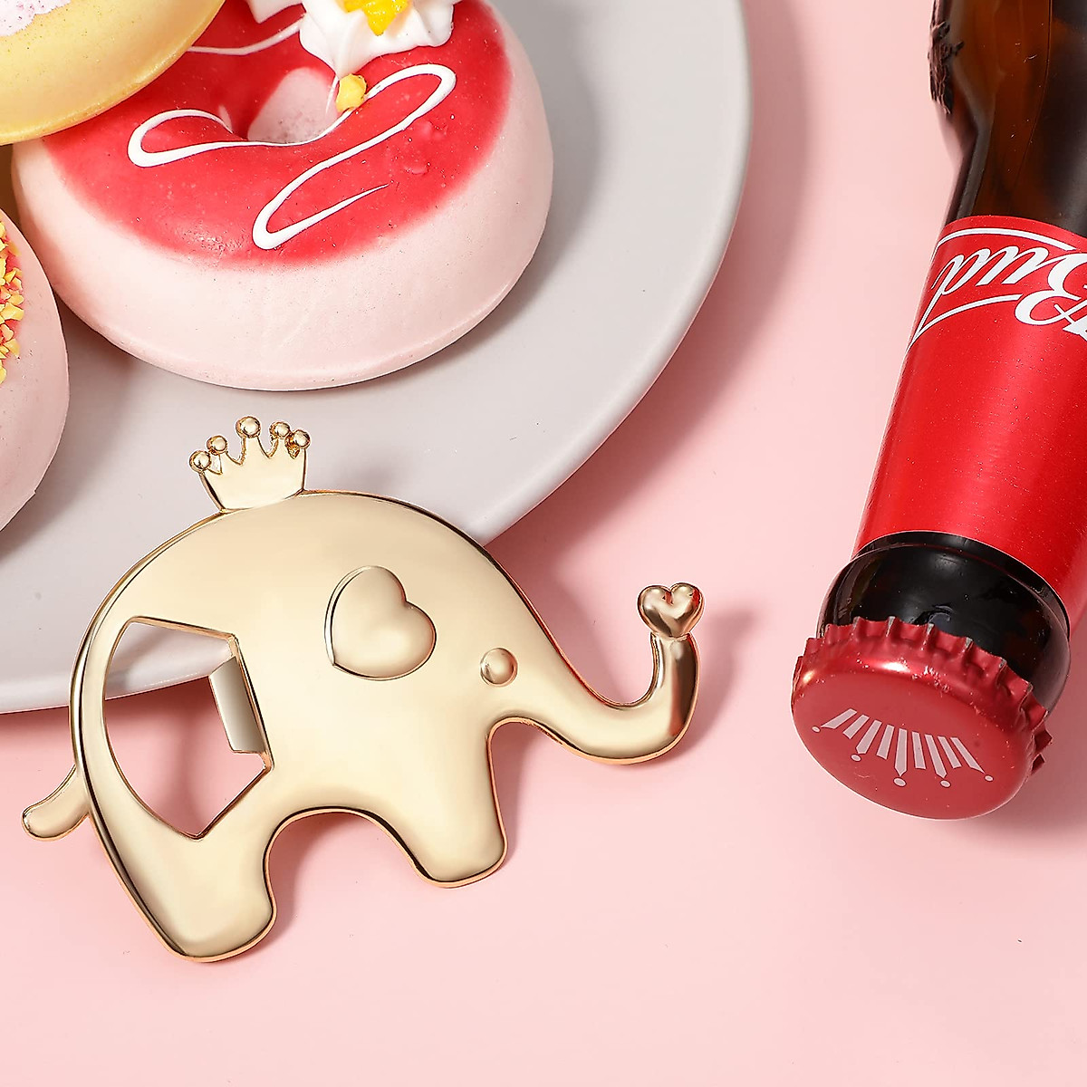 50 Pieces Elephant Baby Bottle Opener Elephant Shape Bottle Opener Girl Boy Baby Shower Favor Decorations for Guests Birthday Shower Party Souvenirs Wedding Favors (Pink)