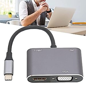 USB Hub, 4 in 1 Silver Metal 5 Gbps High Speed Transmission 4 in 1 Adapter for Phones for Keyboard for Mouse for Laptops