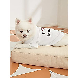 QWINEE Dog Tee Shirt Slogan Graphic Dog T Shirt Soft Stretchy Puppy Shirts Cat Clothes for Small Medium Large Dog Kitten White XS