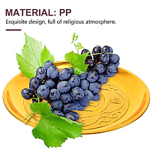 Wakauto 2pcs Buddhist Plate Offering Bowls Plate Golden Fruit Tray Food Dessert Snack Basket Blessing Tray for Altar Use Rituals Incense Smudging Decoration Ornament Golden Serving Bowls