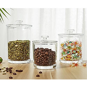 Premium Quality Clear Acrylic Plastic Apothecary Jars with Lids for Bathroom & Kitchen Organization – Containers are Elegant Durable Organizers Great for Q-Tip Cotton Swabs, Food & Candy Storage – BPA -Free – Set of 3 Sizes - 15, 35 & 45 oz