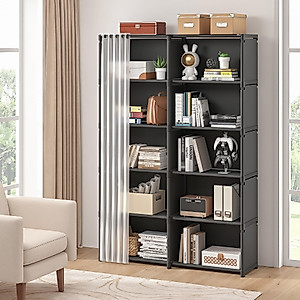 Dttwacoyh 6 Storey Double Row Storage for Bedroom, Open Closet, Closet Organiser, Bedroom, Office, Living Room (Black)