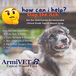 ArmiVET Hot Spot Treatment for Dogs and Cats - Hot Spot Spray for All Pets - Also Use for Dog Itch Relief, Dog First Aid, Dog Wound Care and Cat Itchy Skin Relief - Use on Skin, Nose, Ears and Paws