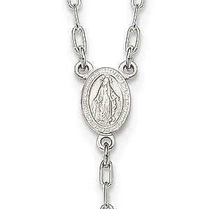 925 Sterling Silver Rosary Necklace 26 inch Chain