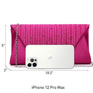 Dasein Women Evening Bags Wedding Purses Handbags Party Clutches Cocktail Prom Clutch with Glitter Rhinestones (Hot Pink)