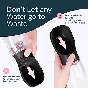 MalsiPree Dog Water Bottle Portable – Leak Proof and Lightweight Water Bottle for Dogs – Dog Travel Water Bottle with Bowl – Dog Walking Accessories (12OZ, Black)
