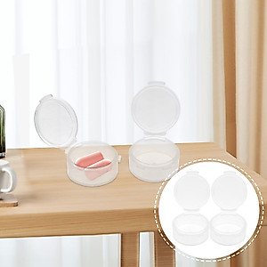 PLAFOPE 10pcs Pp Round Earplug Storage Containers Plastic with Cover Storage Box for Small Accessories