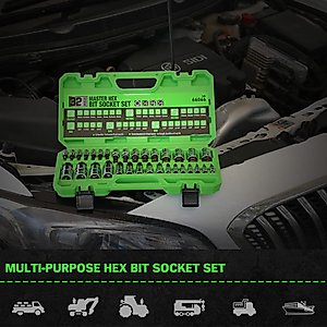 SWANLAKE 32 Piece Hex Bit Socket Set,SAE and Metric, 1/4'', 3/8', 1/2'' Drive Socket Set, S2 & Cr-V Steel