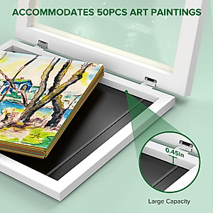 Hsypti Kids Art Frame, White, 8.5 x 11 inches (with Mat), 9 x 12 inches (without Mat), Modern, Plastic, Single Picture Frame, Rectangular, Space Theme, Easy Picture Change, Wall Mount or Tabletop