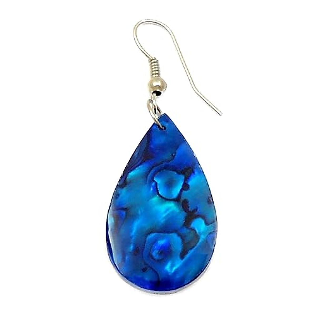 Swimmi Blue Paua Abalone Earrings, Handmade Teardrop Natural Abalone Shell Earrings for Women, Dangle Drop Seashell Earrings Fashion Jewelry GA249-A