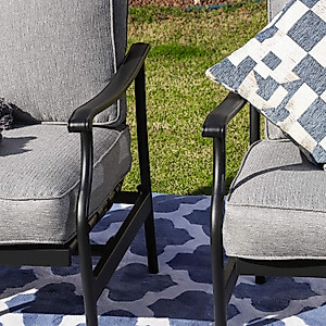 PatioFestival 2 PC Outdoor Padded Conversation Set,Patio Furniture Sets Modern Bistro Cushioned Rocking Sofa Chairs with 5.1 Inch Thick Seat Cushions,Grey