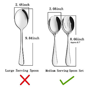 AOOSY Serving Spoons x 3, Slotted Spoons x 3, 8.7 inches Utility Advanced Performance Skimmer Perforated, 8 3/4" Stainless Steel Serving Spoons Set for Buffet Can Banquet Cooking Kitchen Basics