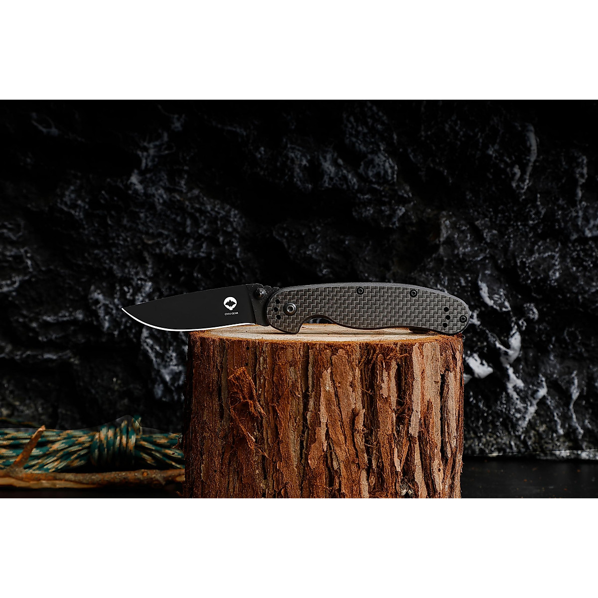 CNYJ Pocket Folding Knife D2 Blade Carbon fiber Handle Everyday Carry Knife for Men Womening Everyday Carrying