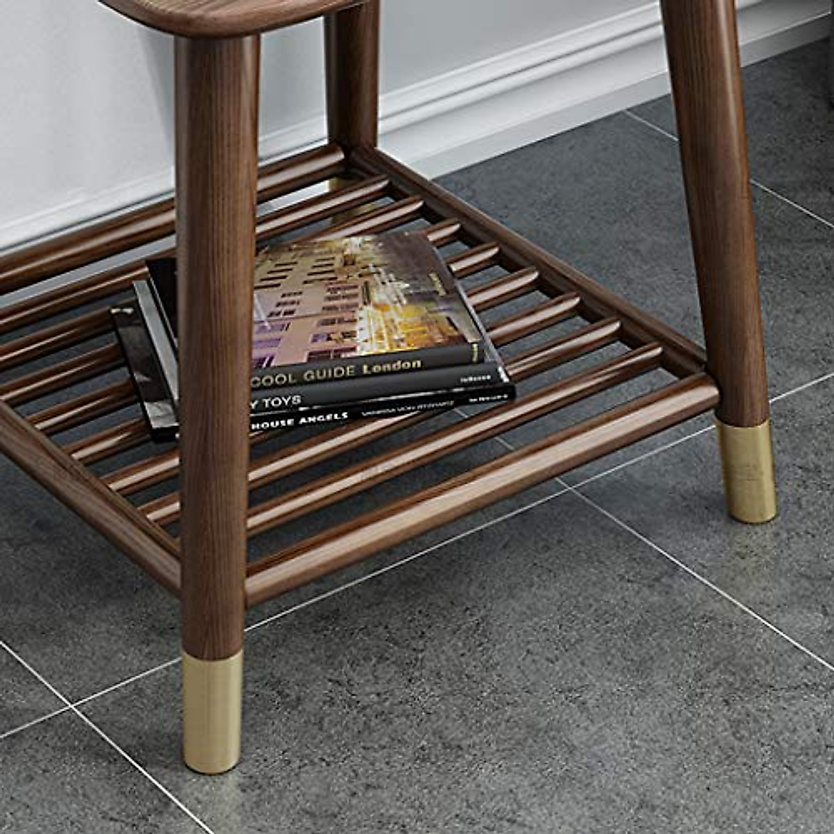 Articles for daily use All Solid Wood Light Luxury Small Coffee Table Bedside Table, ash Wood Sofa Walnut Color Round Side Table, Small Apartment Living Room Coffee Table