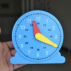 Gsdviyh36 12/24 Hours Montessori Student Learning Clock Time Teacher for Kids Children, Easy to Read, Not Easy to Broken, Punctual Timing Random Color