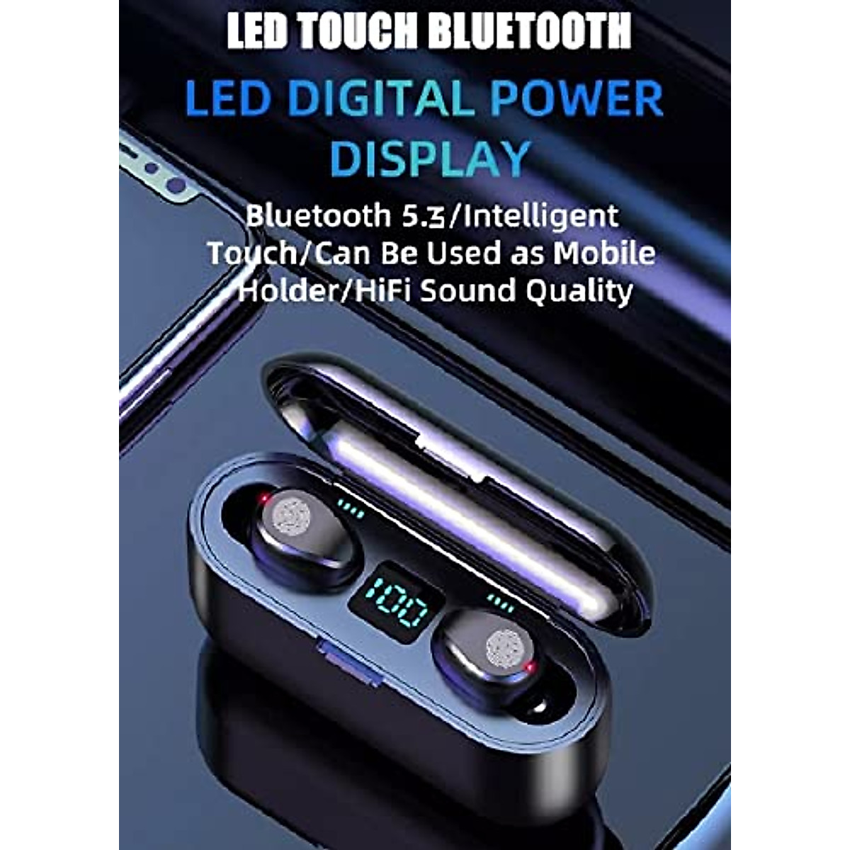 ActivePur Wireless F9 TWS Stereo Earbuds Bluetooth with 2000 mAh, Wireless Charging Case, Easy Pairing, LED Charge Display, Noise Cancelling, Phone Calls, IPX4 Waterproof.