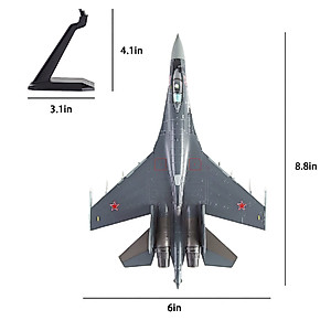 HANGHANG 1/100 Scale SU-35 Attack Plane Metal Fighter Military Model Fairchild Republic Diecast Plane Model for Commemorate Collection or Gifts, Purple