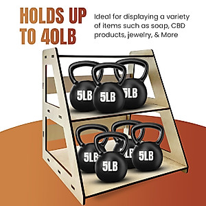 Torched 3-Tier Retail Table Display Stand with Shelves for Products - Portable | 3 Step Riser Display Rack for Retail Table Top, Counter Top, Craft Shows, Farmers Market | Showcase Display for Jewelry