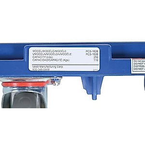 Vestil PCS-1626 Plastic Interlocking Dolly with Polypropylene Caster, 250 lbs Capacity, 16” Width x 26” Length x 6-1/2” Height , Deck Height
