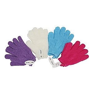 Exfoliating Shower Bath Gloves【4 Pair】Double Side Durable Nylon Shower Gloves Body Scrub Exfoliator & Bathing Accessories for Men,Women & Kids Bath Scrubber for Acne & Dead Cell