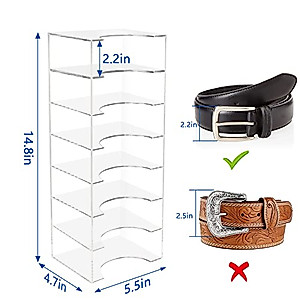 JUBAOLEA Belt Organizer, Acrylic 7 Layers Belt Container Storage Holder Storage Organizer, Clear Belt Display Case for Belt, Watches, Tie and Bow Tie, Jewelry, Bracelets Closet Accessories