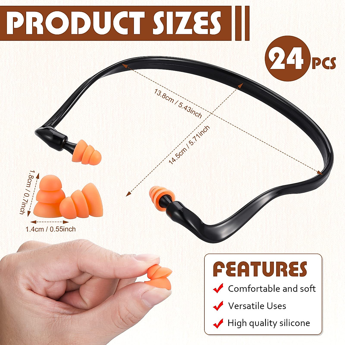 LEIFIDE 24 Pcs Ear Plugs for Shooting Range Banded Shooting Ear Plugs Reusable Washable Ear Protection Plugs Noise Cancelling Lightweight Banded Earplugs for Shooting Range Sleep Work Construction