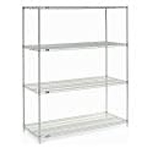 Nexelate Wire Shelving Starter Unit, Silver Epoxy, 60" W X 24" D X 74" H