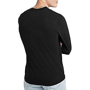 Hanes Originals Men's Tri-Blend Long Sleeve Henley, Black, 2X Large