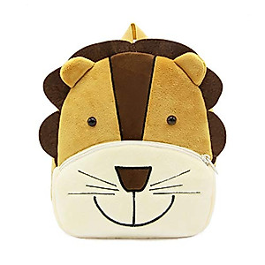 Ladyzone Toddler Backpack Zoo Animals Backpacks Cute Plush Bag Cartoon 10" Preschool Book Bag For 2+ Years Girls Boys (Lion)