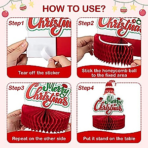 Mocoosy 12 Pack Christmas Party Honeycomb Centerpieces for Xmas Table Decorations, Christmas Center Pieces Table Topper Signs with Gnome Santa Holidays Centerpieces for Christmas Party Supplies Decor