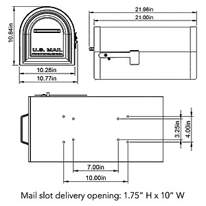 Architectural Mailboxes Reliant Galvanized Steel, Locking, Post Mount Mailbox, Compatibility Code C, MB981WAM, White, Large Capacity