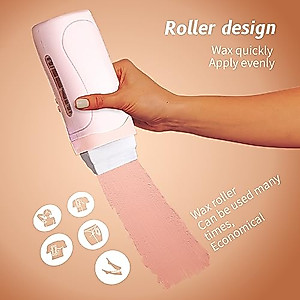 Wax Roller,Roll On Wax Kit,99% Hair Removal Rate,Roll on Wax for Larger Areas of the Body.Home Waxing Kit for Women,Soft Wax kit for sensitive Skin (pink)