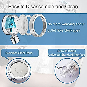 2022 High Pressure Filter Shower Head with Handheld, Hydro Jet Turbo Fan Shower Head with Mineral Beads, 360°Rotating Turbocharged Shower Head with Pause Switch, Removable and Easy to Install